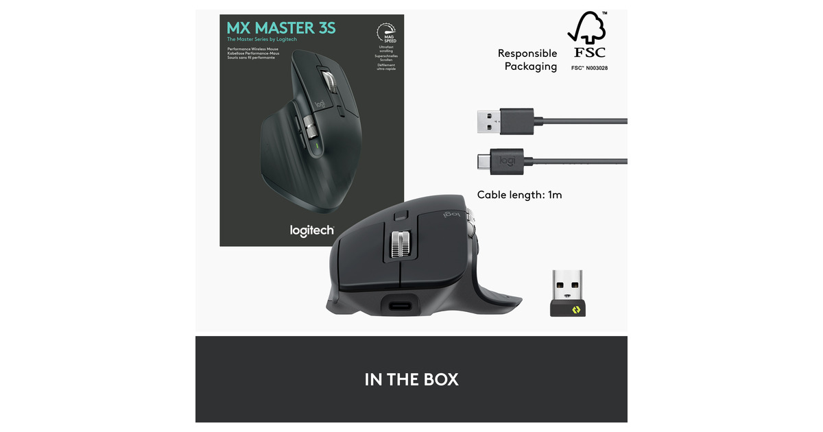 Logitech MX Master 3S business, Souris Graphite, 200 - 8000 dpi ...